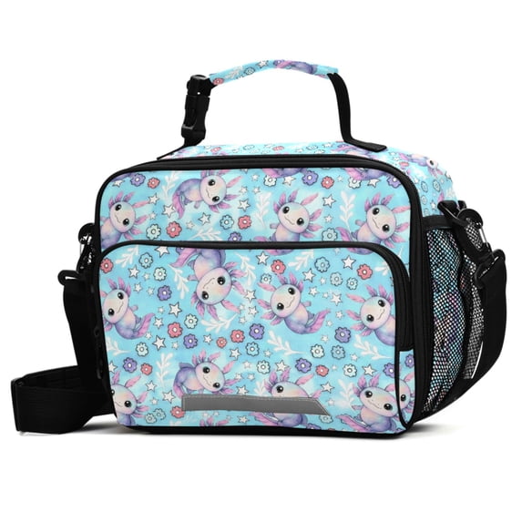 ALAZA Galaxy Axolotl Floral Lunch Box Insulated Cooler Bag Reusable ...