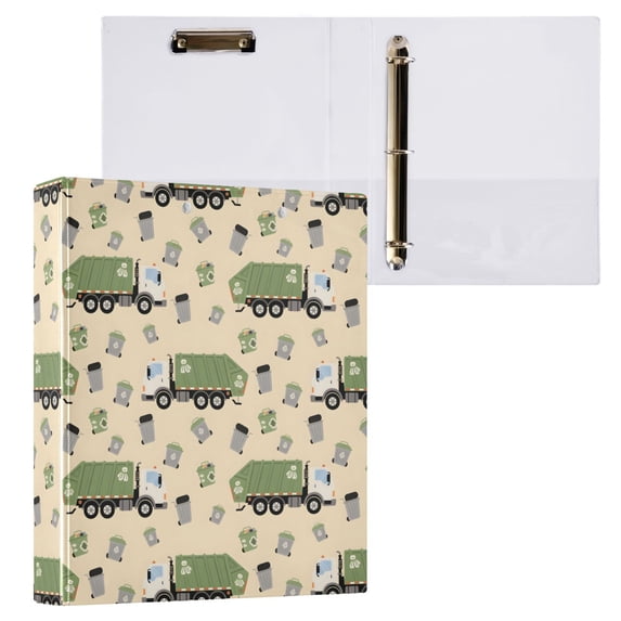 ALAZA Garbage Trucks Hardcover 3 Ring Binder 1.5" D-Rings with Interior ...