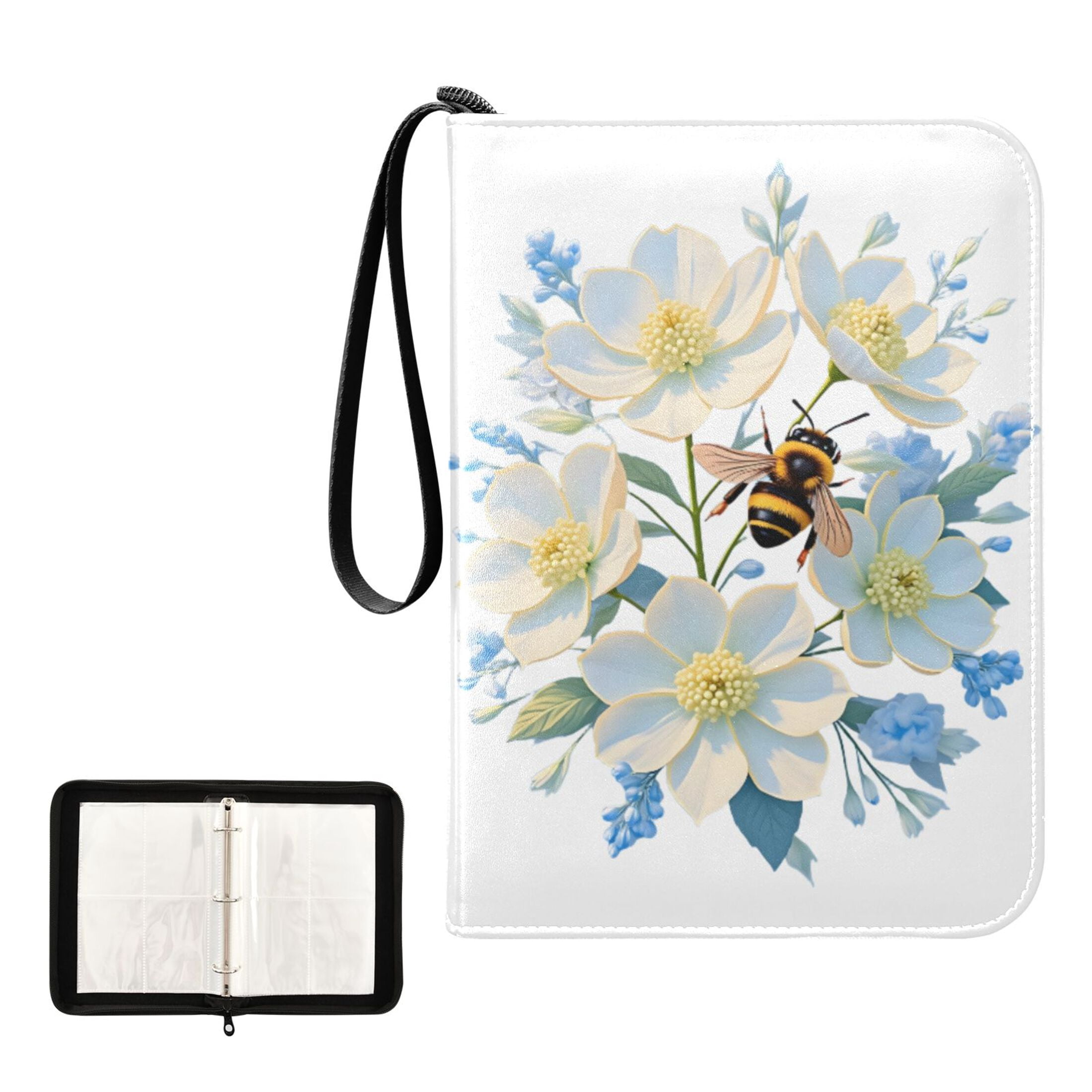 ALAZA Gardenia Flowers Bee Trading Card Binder 4 Pocket Cards ...