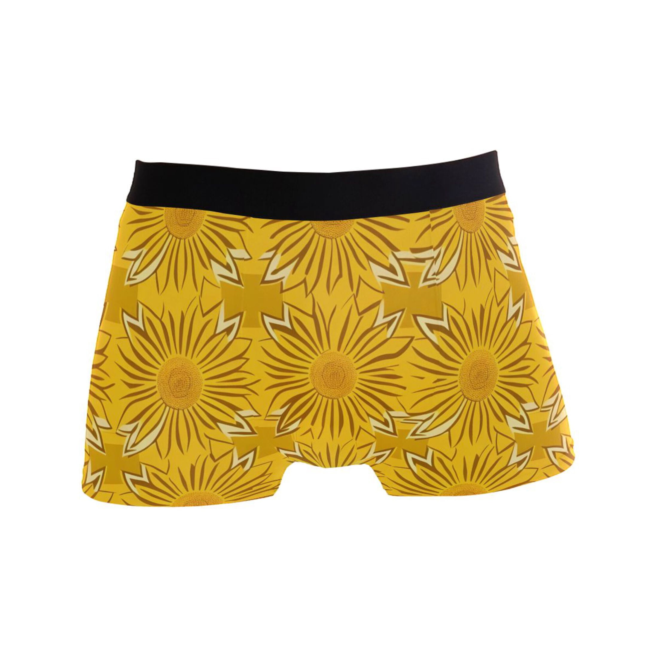 ALAZA Geometric Arrow in Black and Gold Colors Sunflower Mens Boxer ...