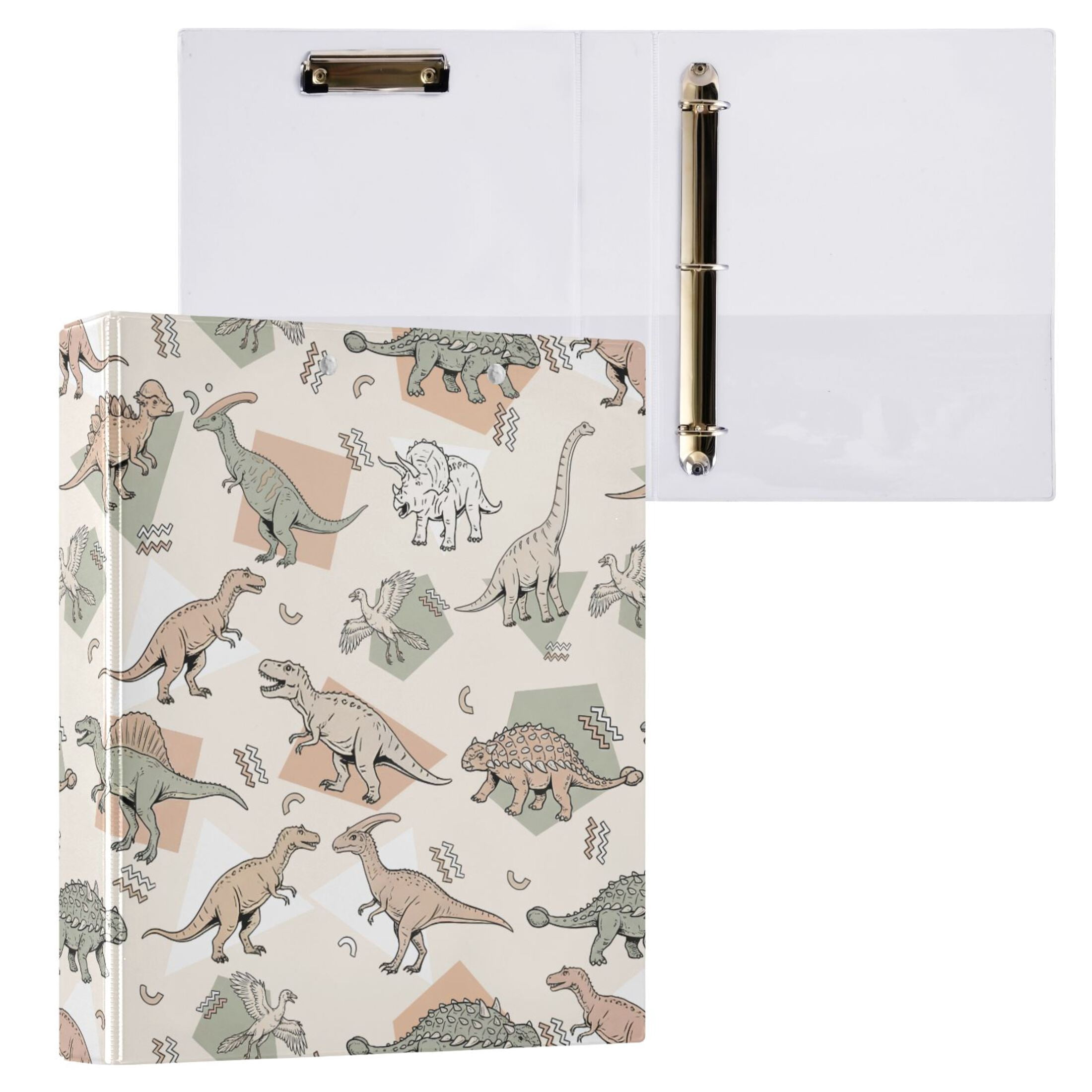 ALAZA Geometric Dinosaur Cartoon Hardcover 3 Ring Binder 1.5" D-Rings ...