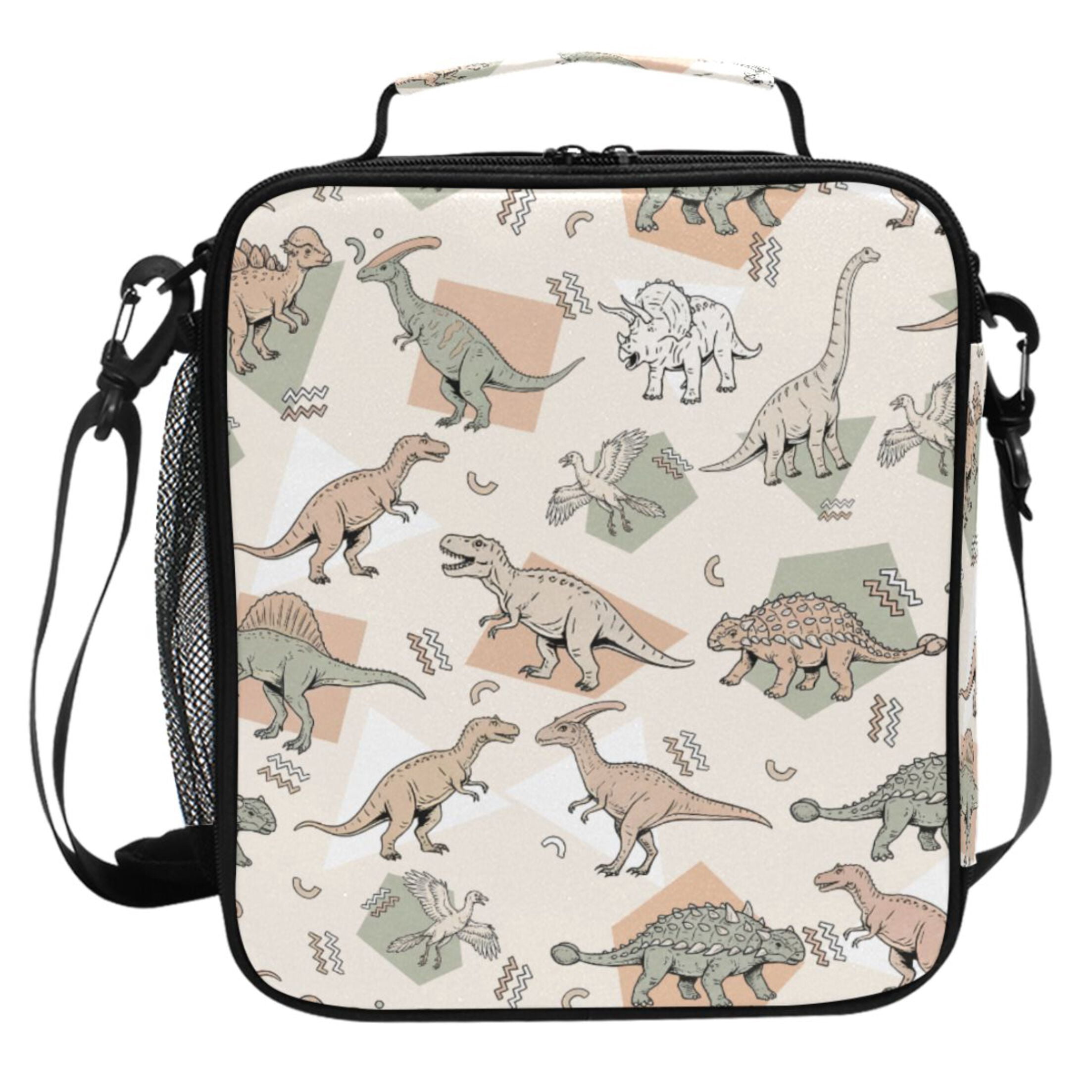 ALAZA Geometric Dinosaur Cartoon Lunch Box Insulated Cooler Lunch Bag ...