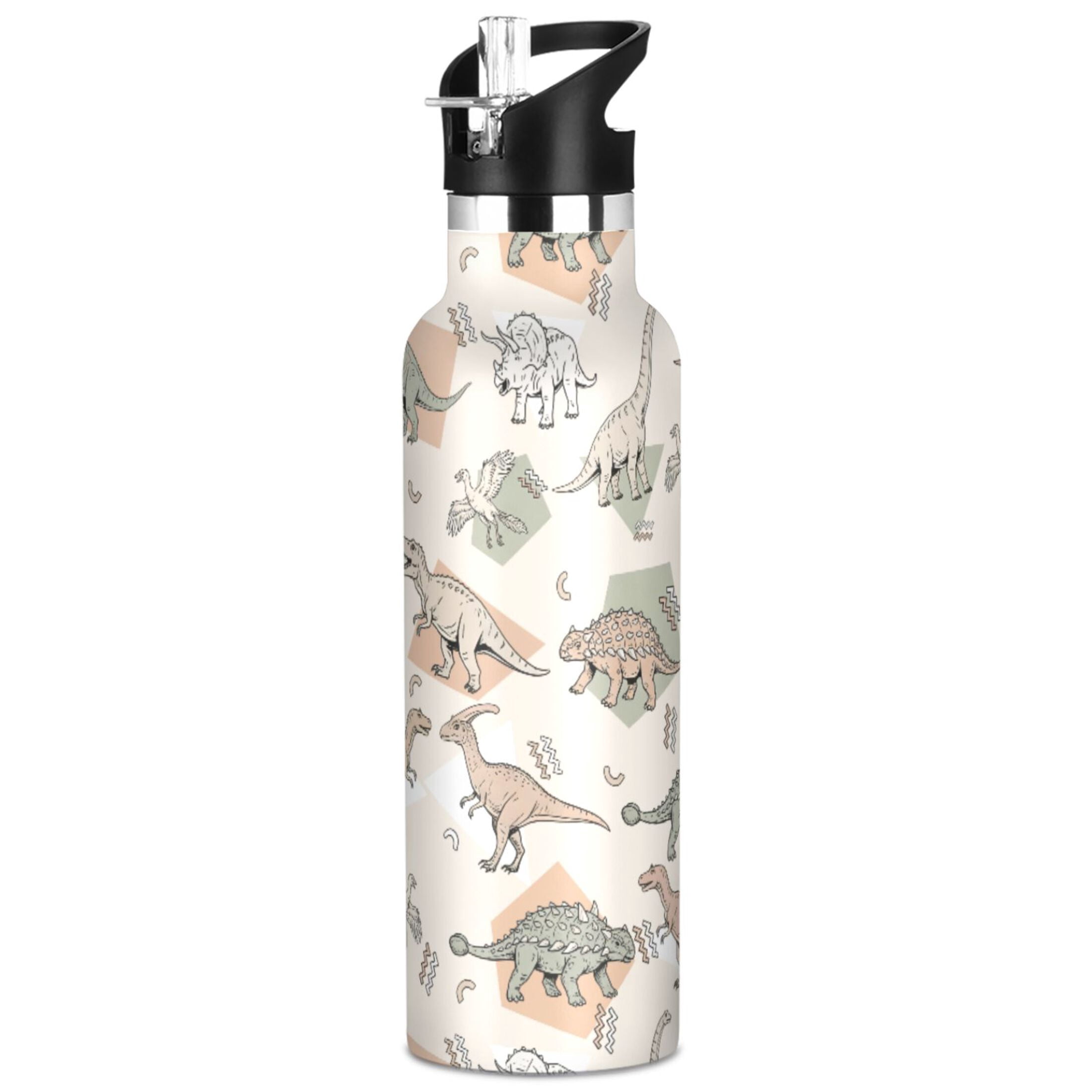 ALAZA Geometric Dinosaur Cartoon Pattern Stainless Steel Water Bottle ...