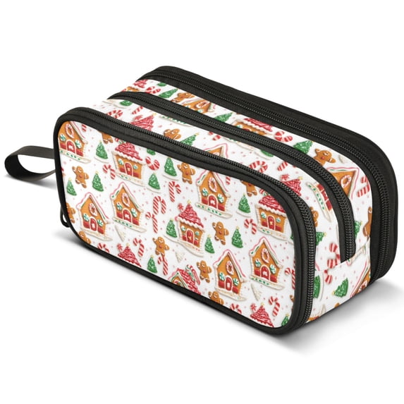 ALAZA Gingerbread Christmas Pencil Case Bag Large 3 Compartment Pen ...