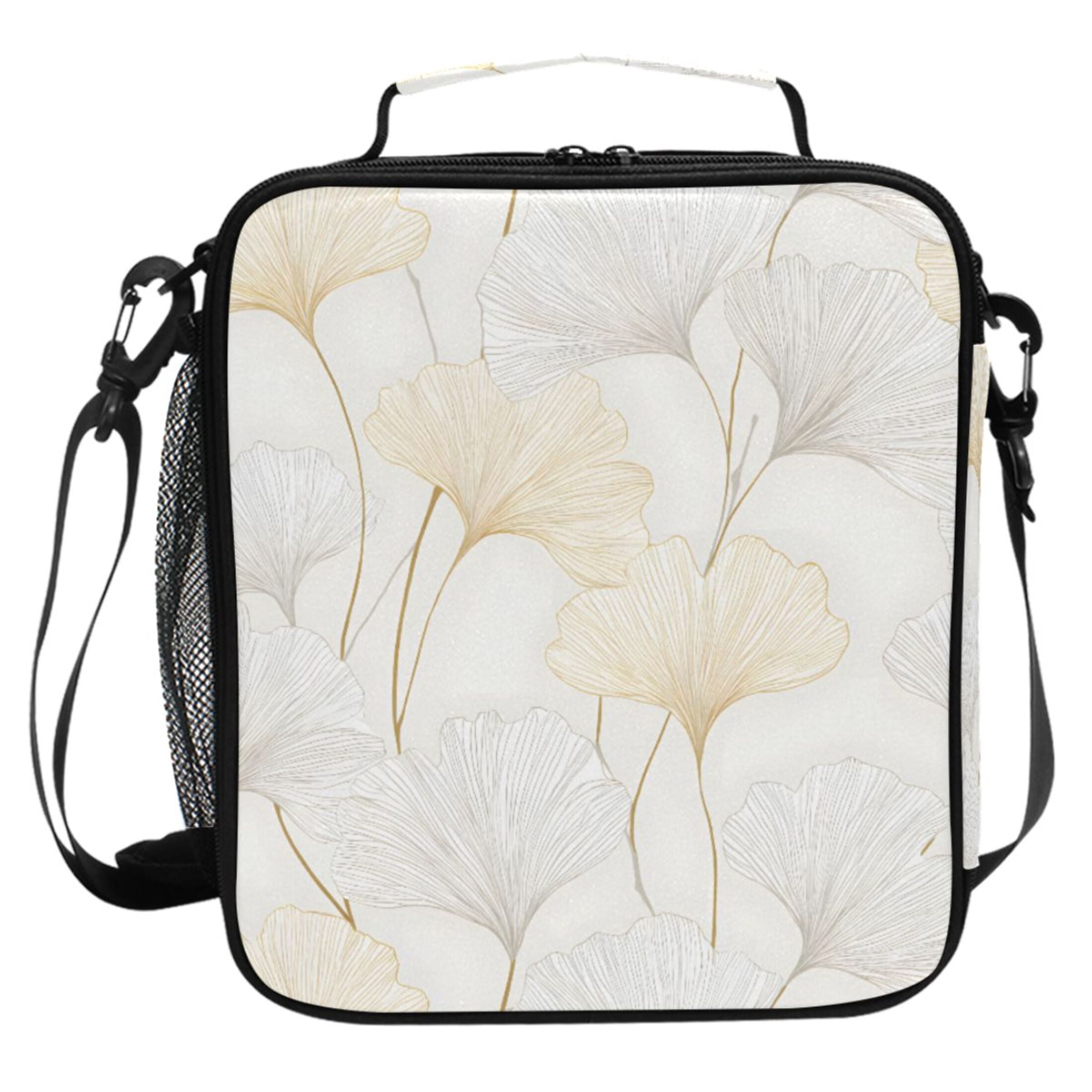 ALAZA Ginkgo Leaves Lunch Box Insulated Cooler Lunch Bag with Shoulder ...