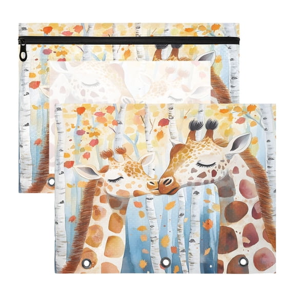 ALAZA Giraffes Forest Pattern Pencil Pouch 3 Ring Binder with Clear ...