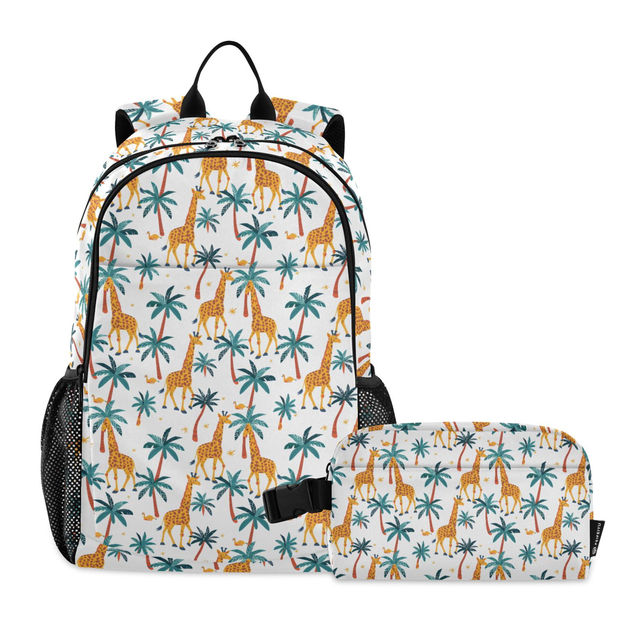 ALAZA Giraffes Palm Tree School Backpack Lunch Box Set Student Bookbag ...