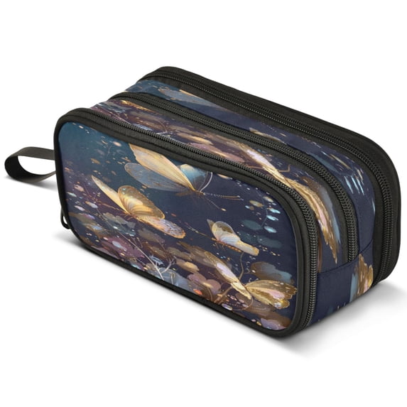 ALAZA Glitter Butterflies Pencil Case Bag Large 3 Compartment Pen Pouch ...