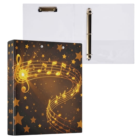 ALAZA Glitter Musical Notes Hardcover 3 Ring Binder 1.5" D-Rings with ...