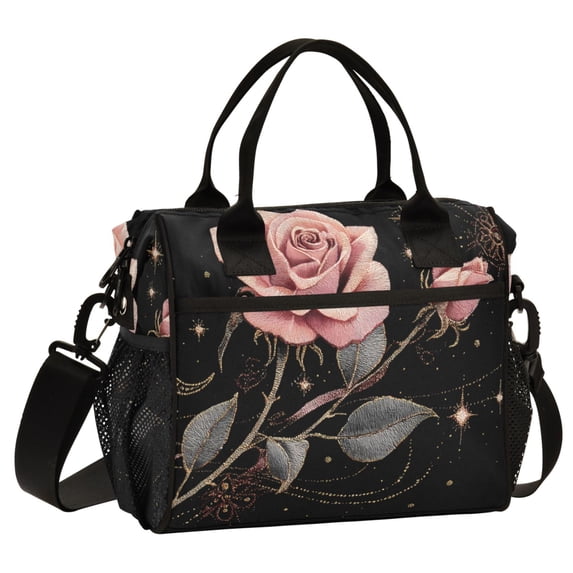 ALAZA Glitter Roses Star Print Cooler Lunch Bag Insulated Reusable ...