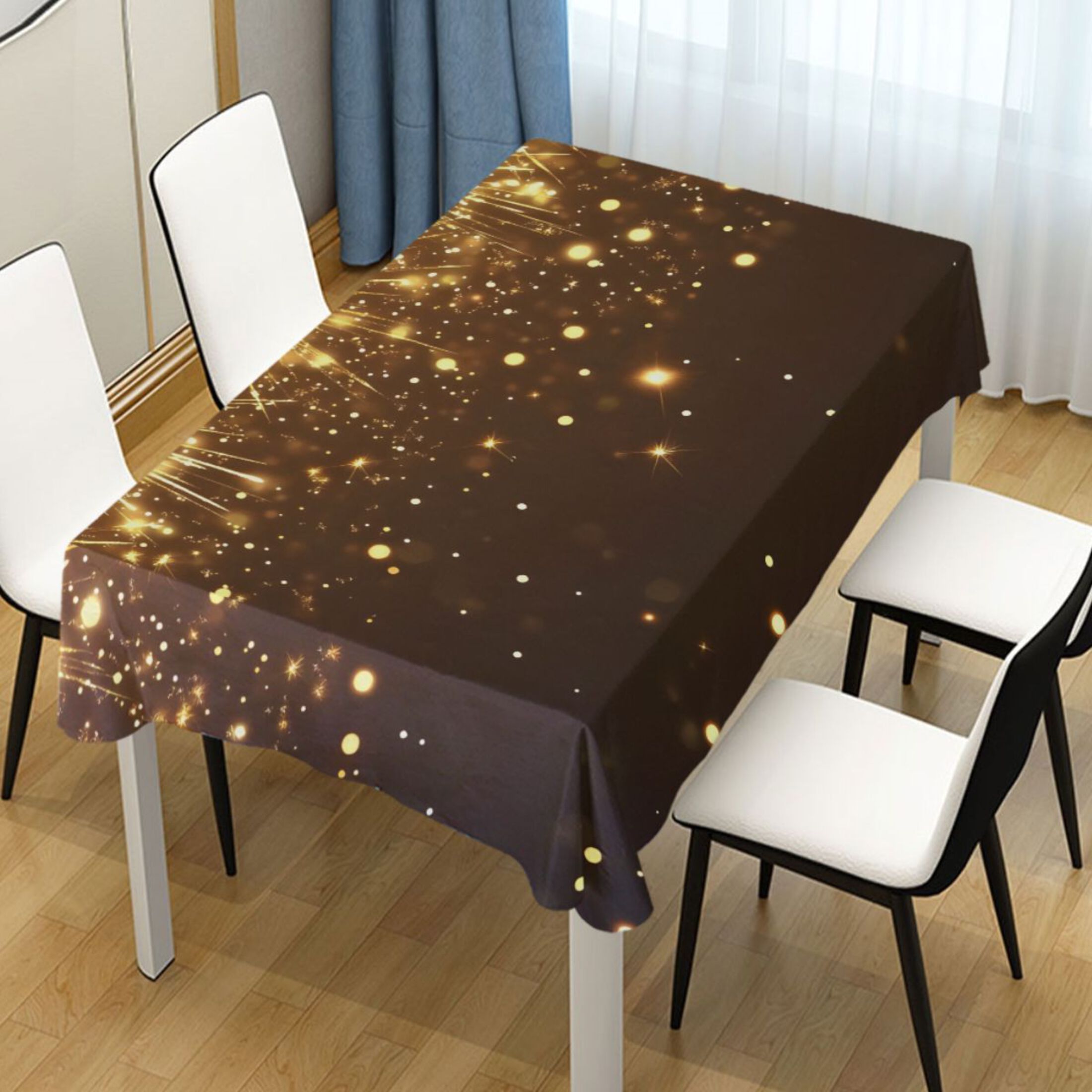 ALAZA Golden Fireworks Rectangle Tablecloth Tablecover Dinning Table ...