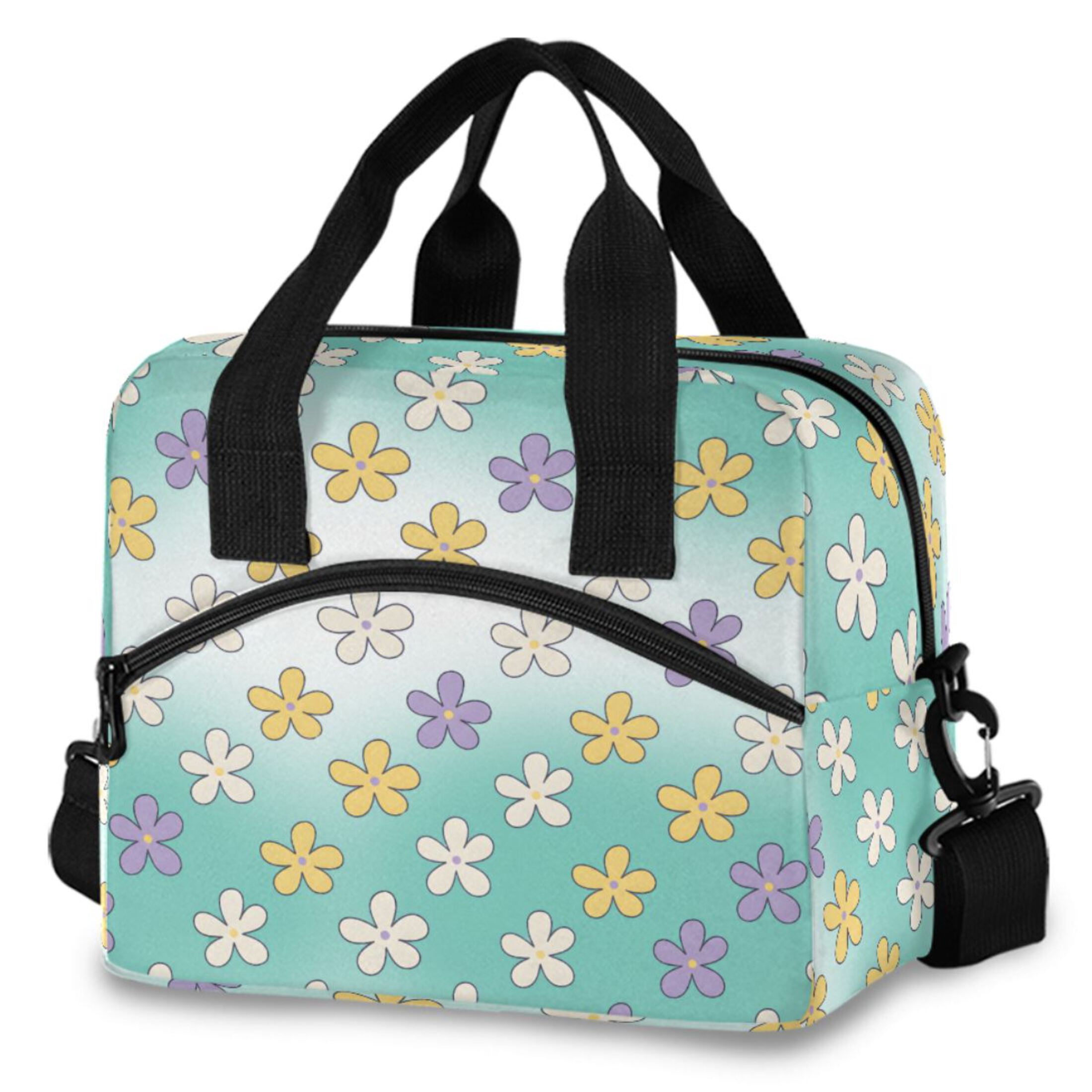 ALAZA Gradient Cute Flowers Insulated Lunch Box Large Reusable Cooler ...