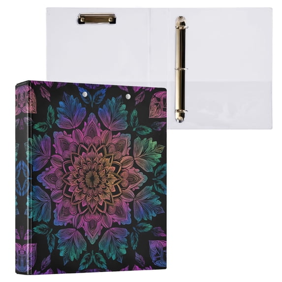 ALAZA Gradient Flowers Hardcover 3 Ring Binder 1.5" D-Rings with ...