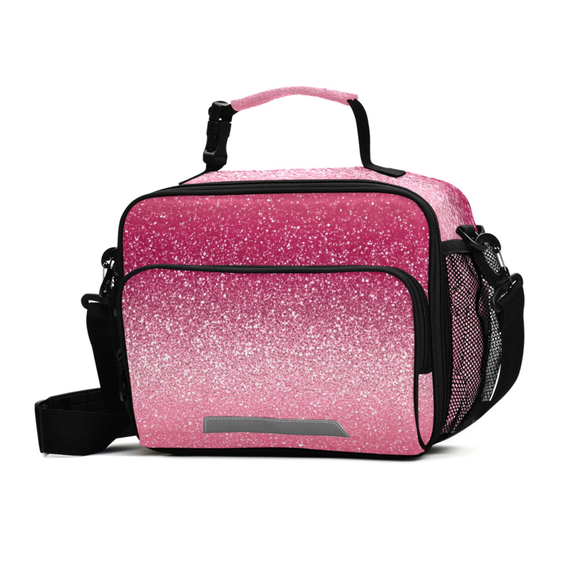 ALAZA Gradient Glitter Pink Lunch Box Insulated Cooler Bag Reusable ...