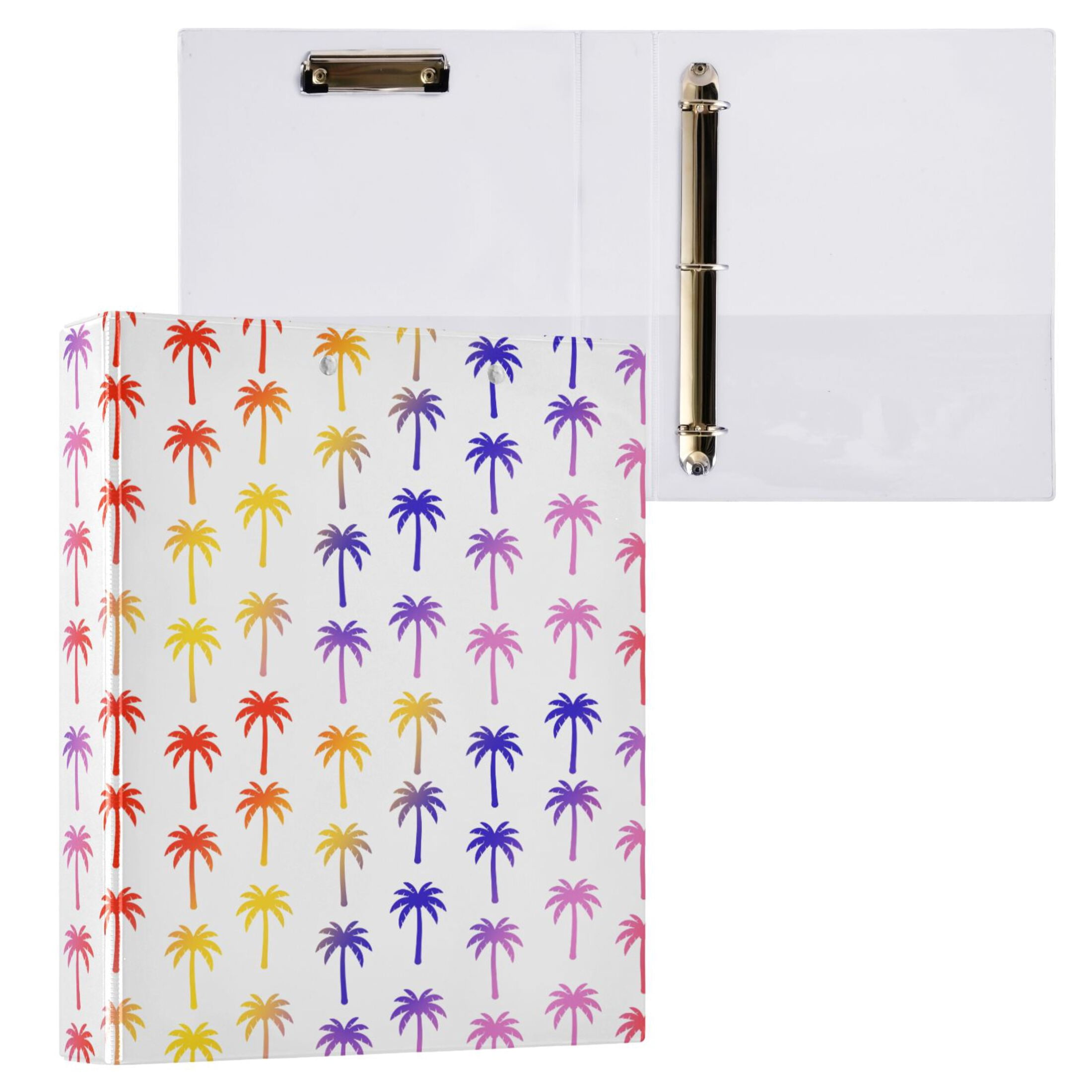 ALAZA Gradient Palm Tree Hardcover 3 Ring Binder 1.5" D-Rings with ...