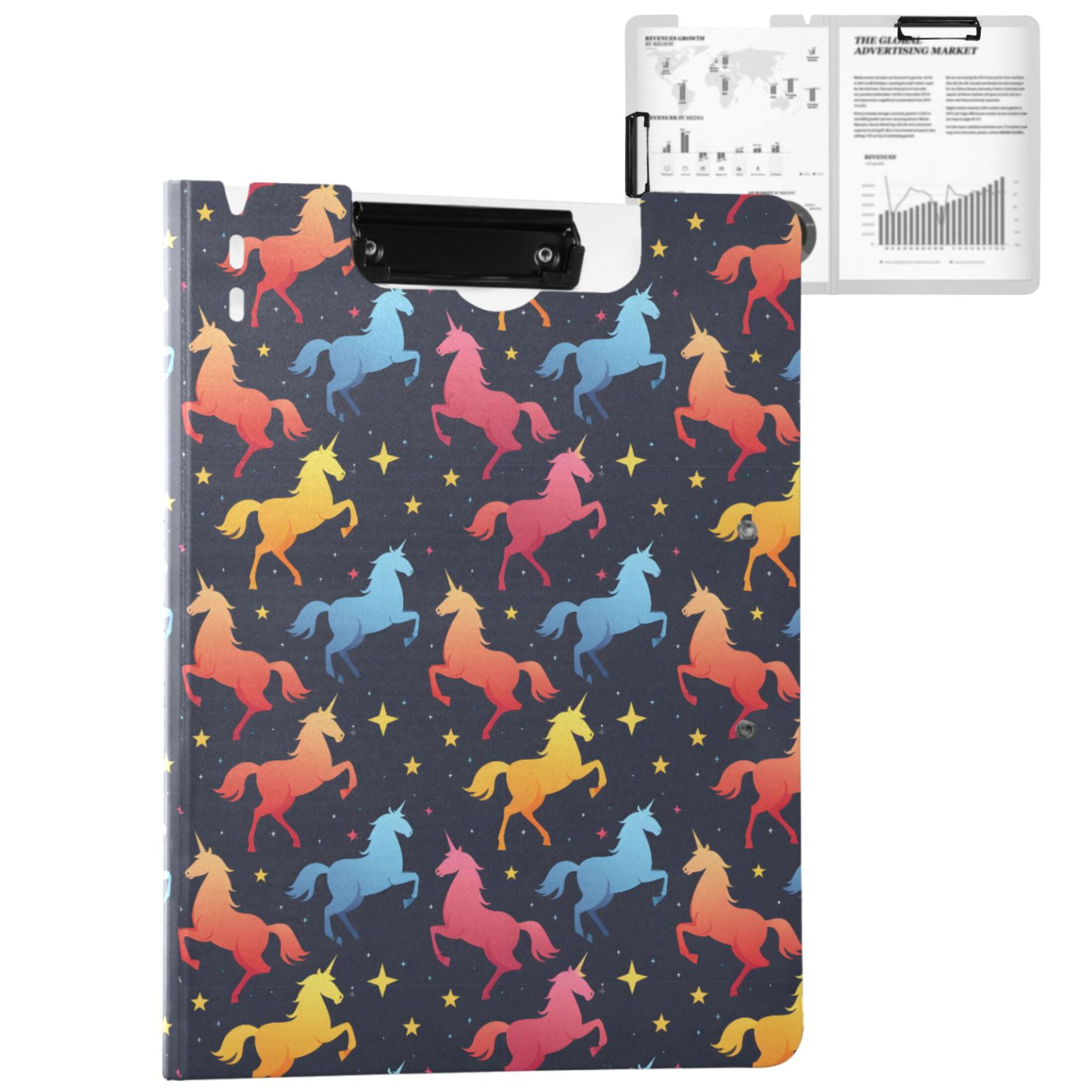 ALAZA Gradient Unicorns Stars A4 Foldable Clipboard 360 Degree Folder ...
