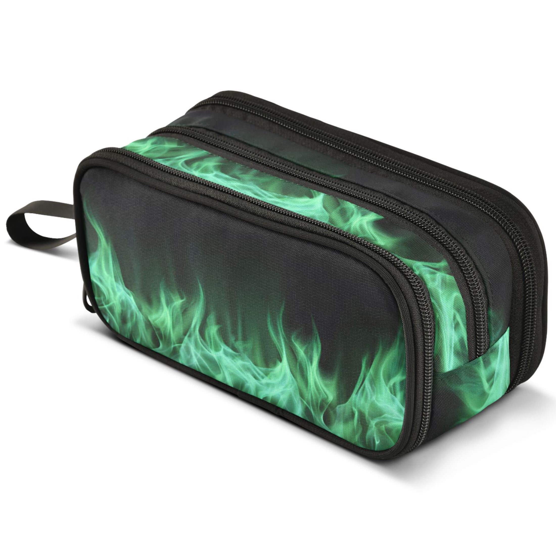 ALAZA Green Flames Pencil Case Bag Large 3 Compartment Pen Pouch Holder ...