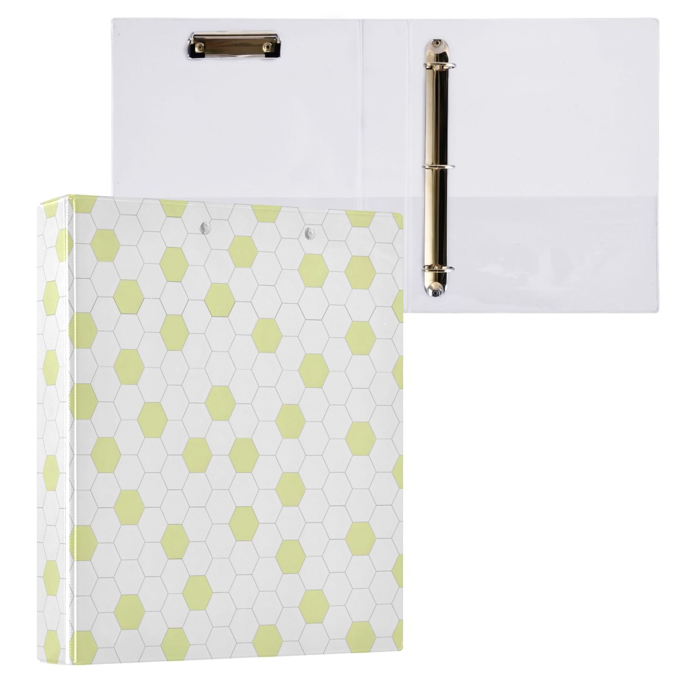 ALAZA Green Geometry Hardcover 3 Ring Binder 1.5" D-Rings with Interior ...