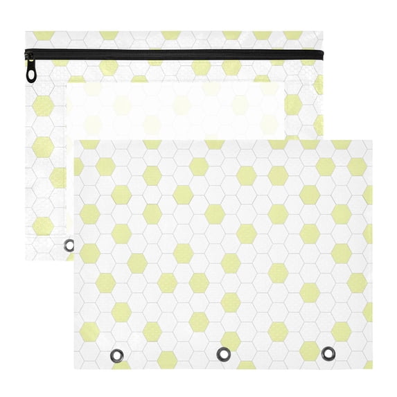 ALAZA Green Geometry Pattern Pencil Pouch 3 Ring Binder with Clear ...