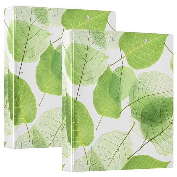 ALAZA Green Leaves Hardcover 3 Ring Binder 1.5" D-Rings with Interior ...