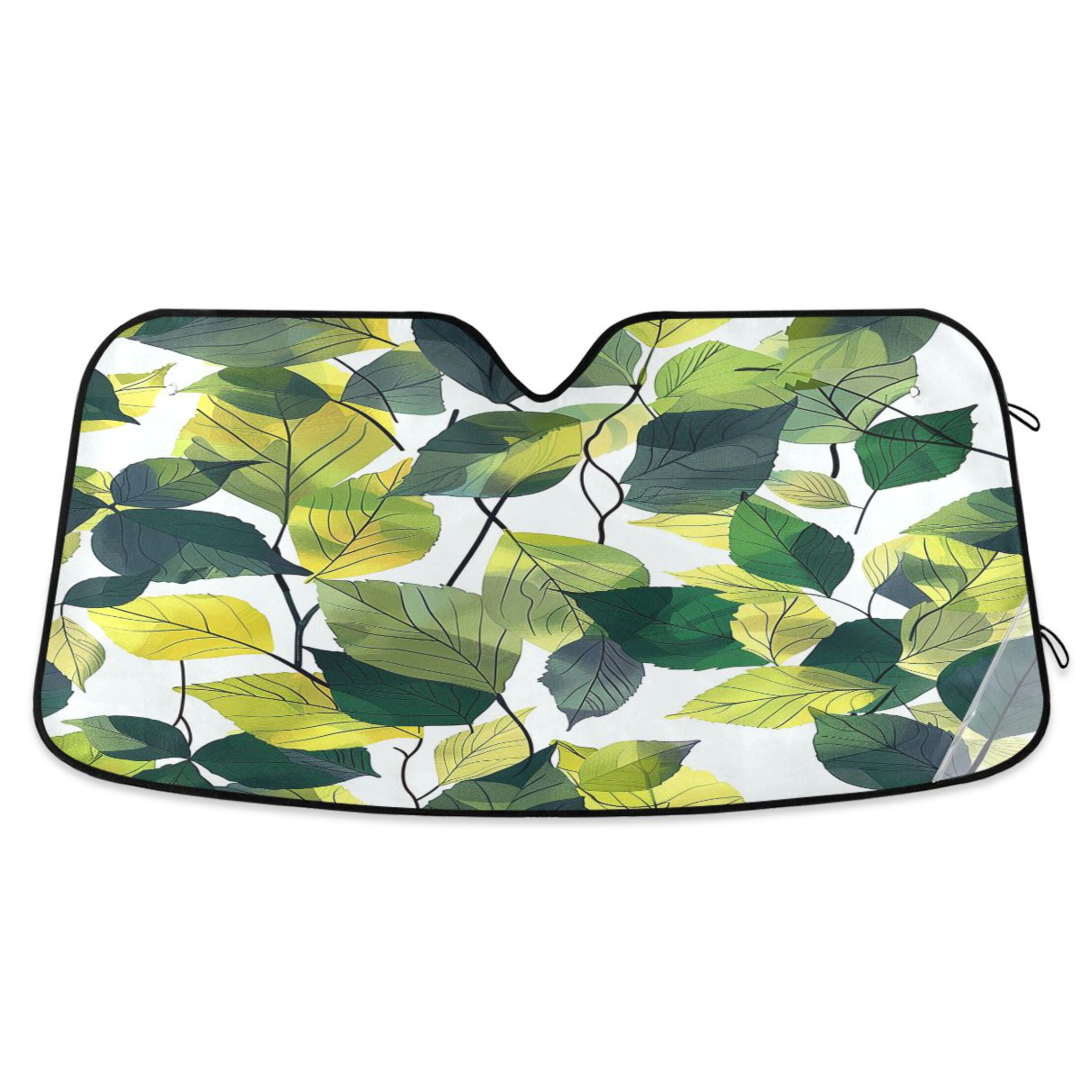 ALAZA Green Leaves Summer Windshield Sun Shade Car Foldable Sun Visor ...