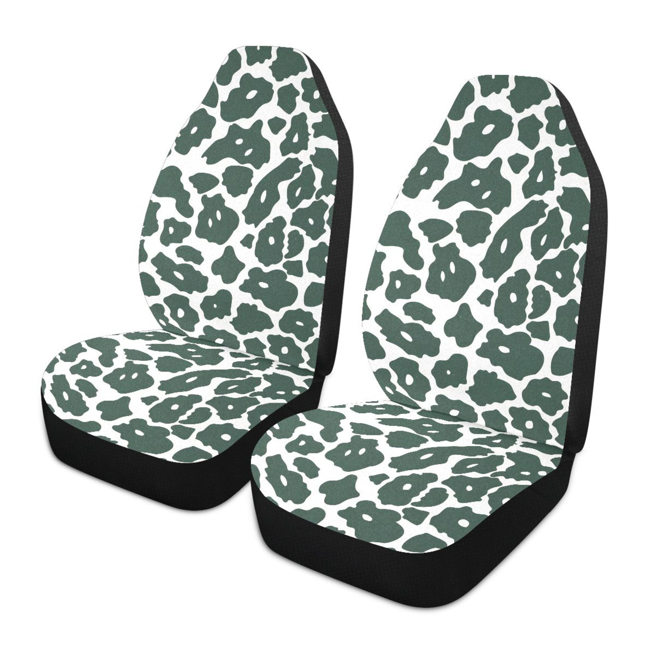 ALAZA Green Leopard Pattern Car Seat Covers 2 PCs Universal Auto Front ...