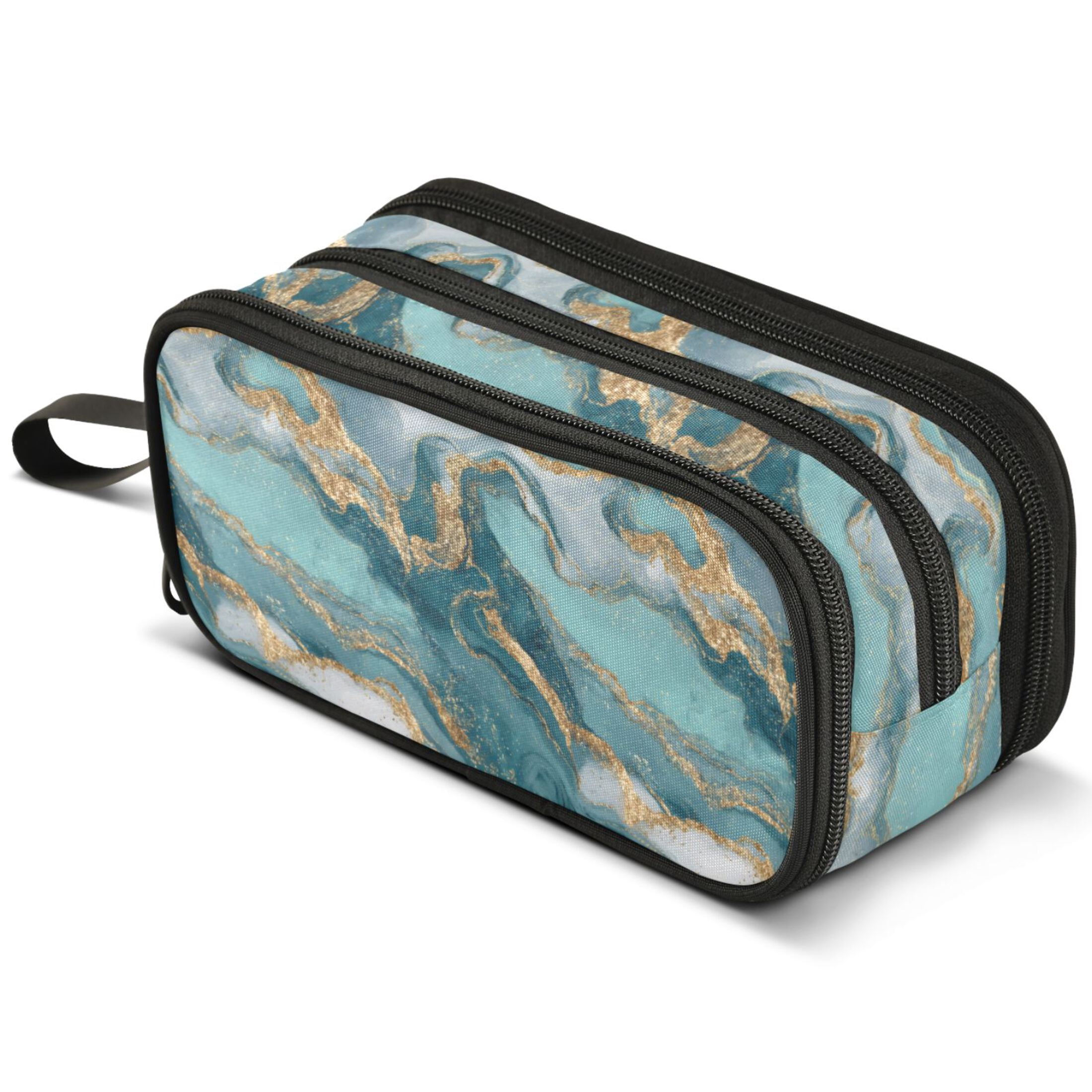 ALAZA Green Marble Golden Pencil Case Bag Large 3 Compartment Pen Pouch ...