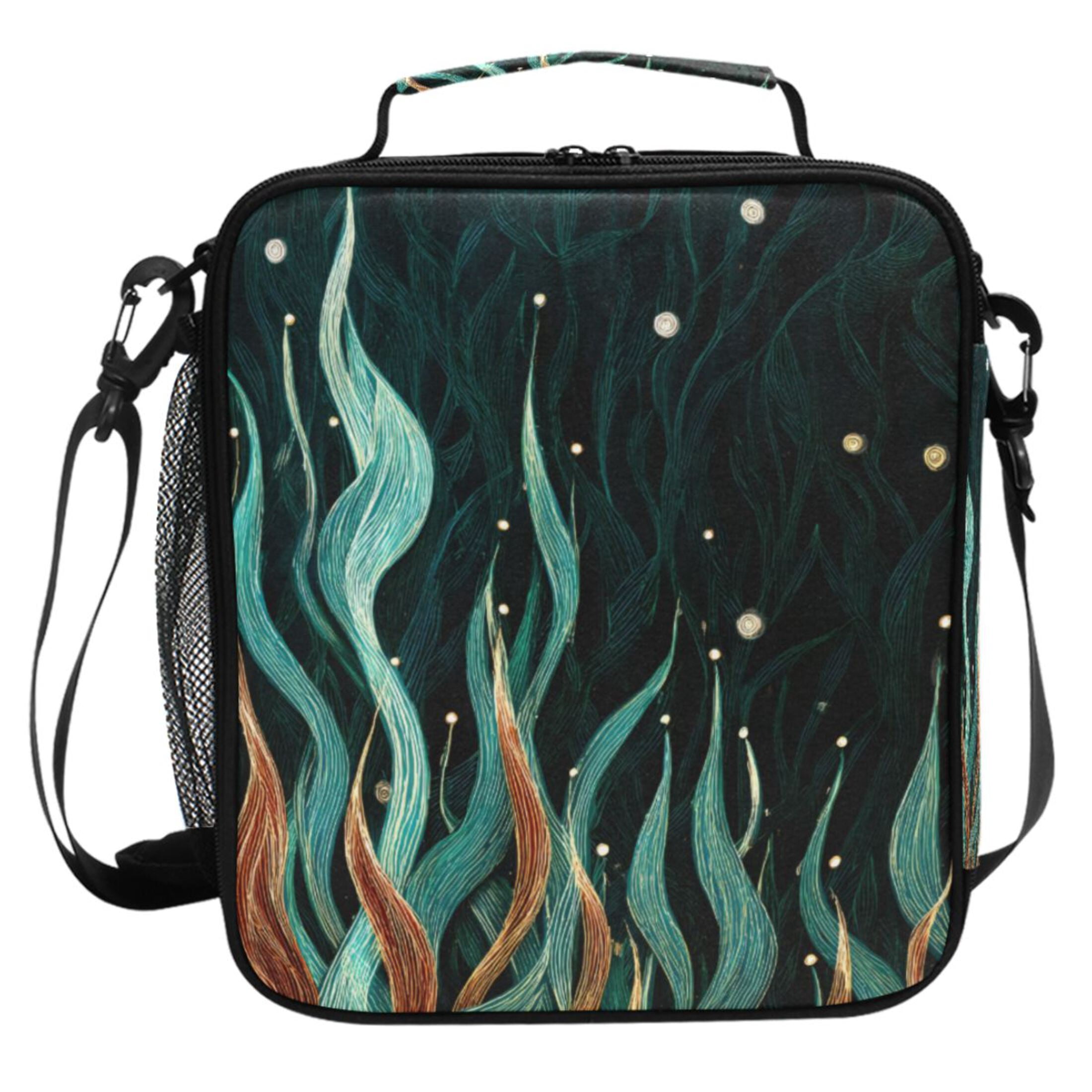 ALAZA Green Seaweed Lunch Box Insulated Cooler Lunch Bag with Shoulder ...