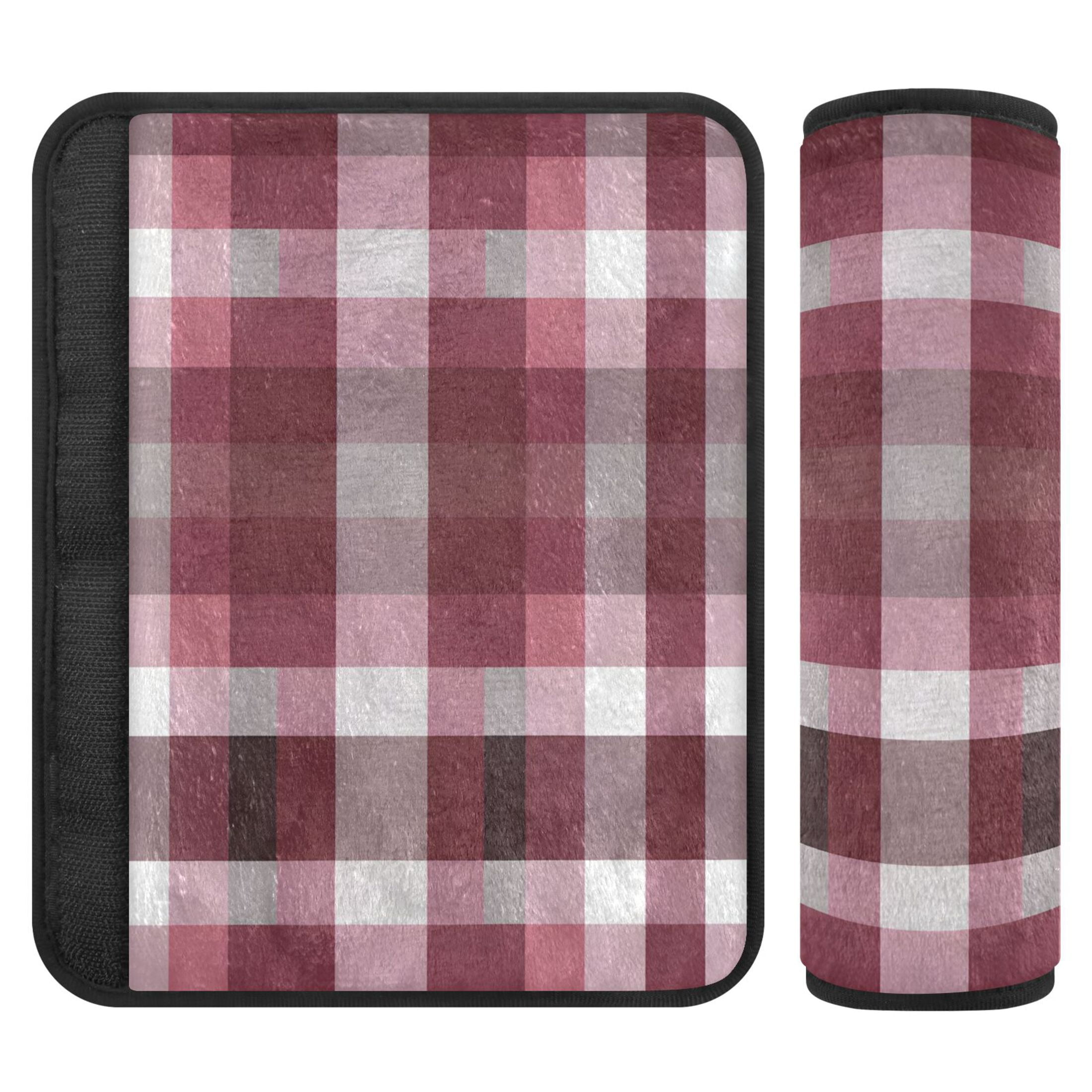 ALAZA Grid Checkered Pattern Car Seat Belt Adjuster Neck Covers ...