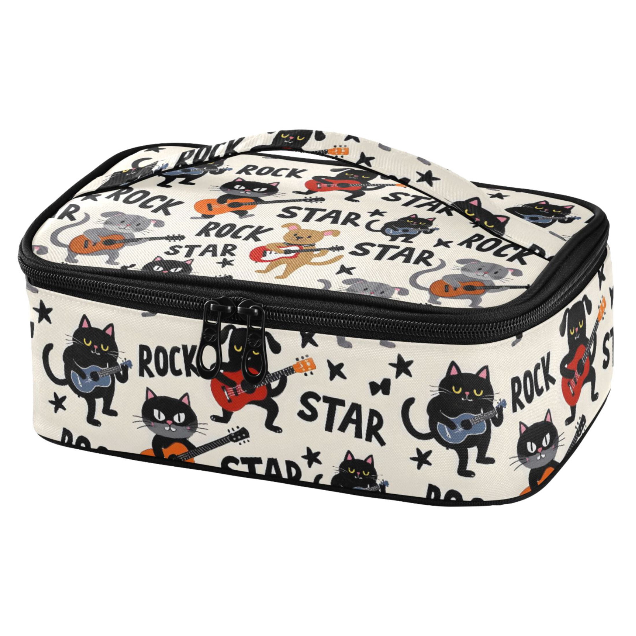 ALAZA Guitar Cute Cat Lunch Box Insulated Cooler Tote Bag Reusable ...
