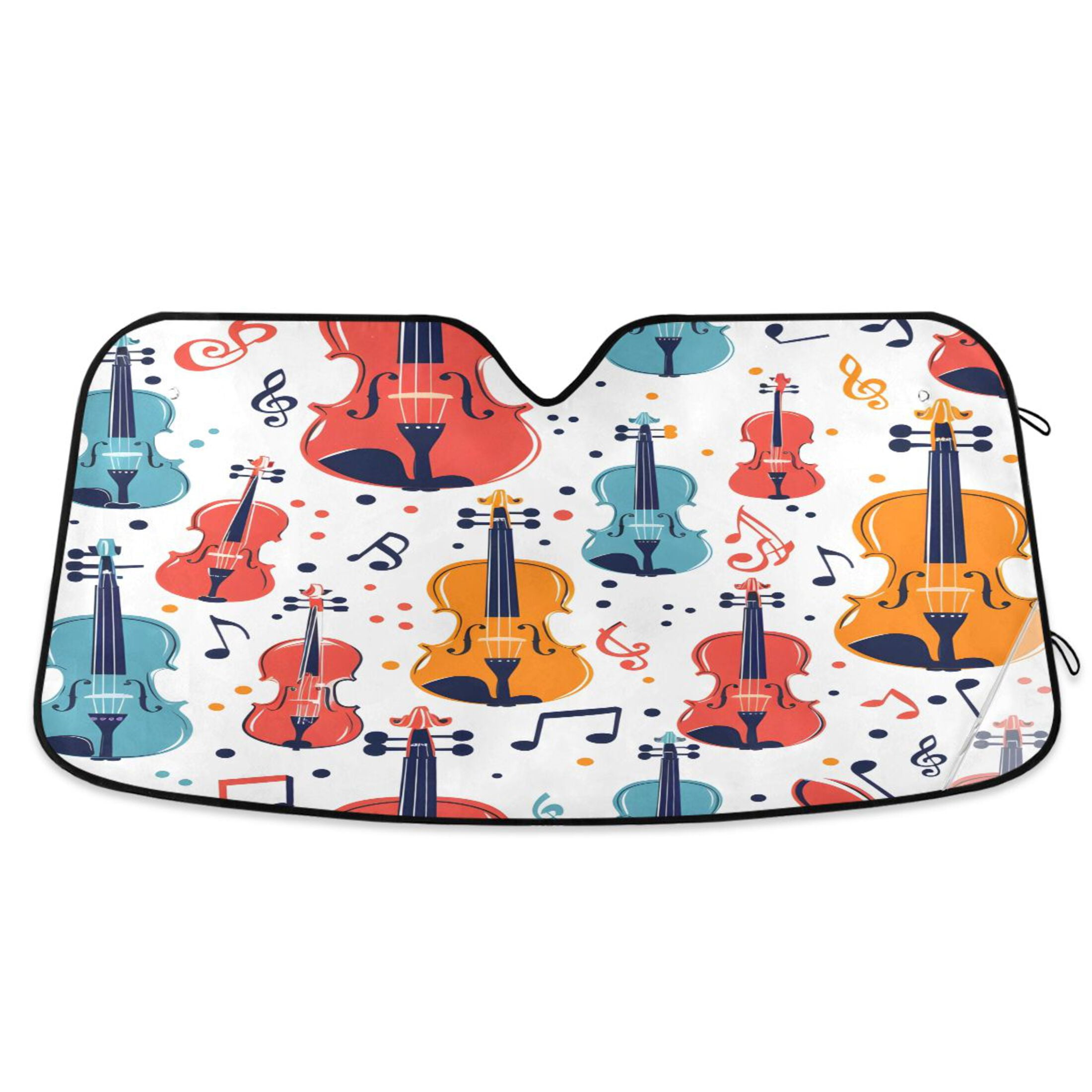 ALAZA Guitar Music Notes Windshield Sun Shade Car Foldable Sun Visor ...