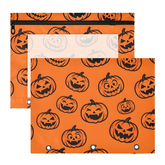 ALAZA Halloween Cute Pumpkin Pattern Pencil Pouch 3 Ring Binder with ...