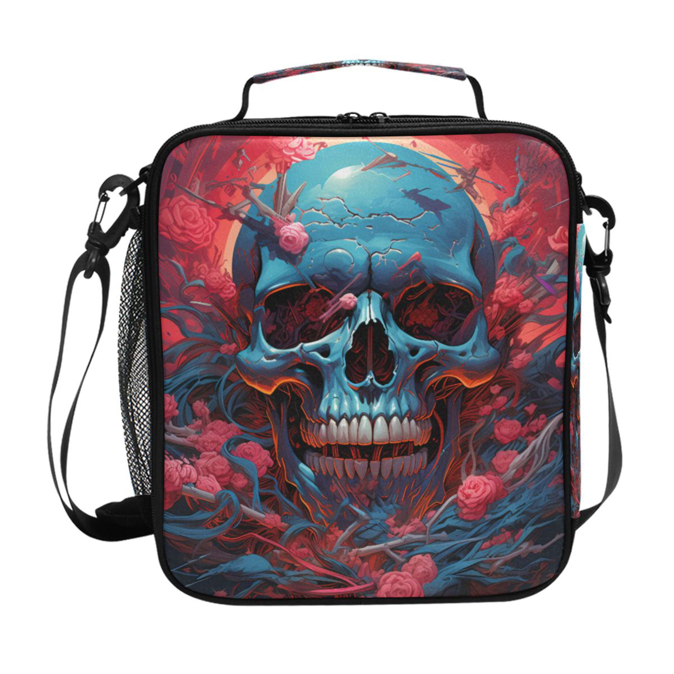 ALAZA Halloween Skeleton with Rose Flowers Lunch Box Insulated Lunch ...