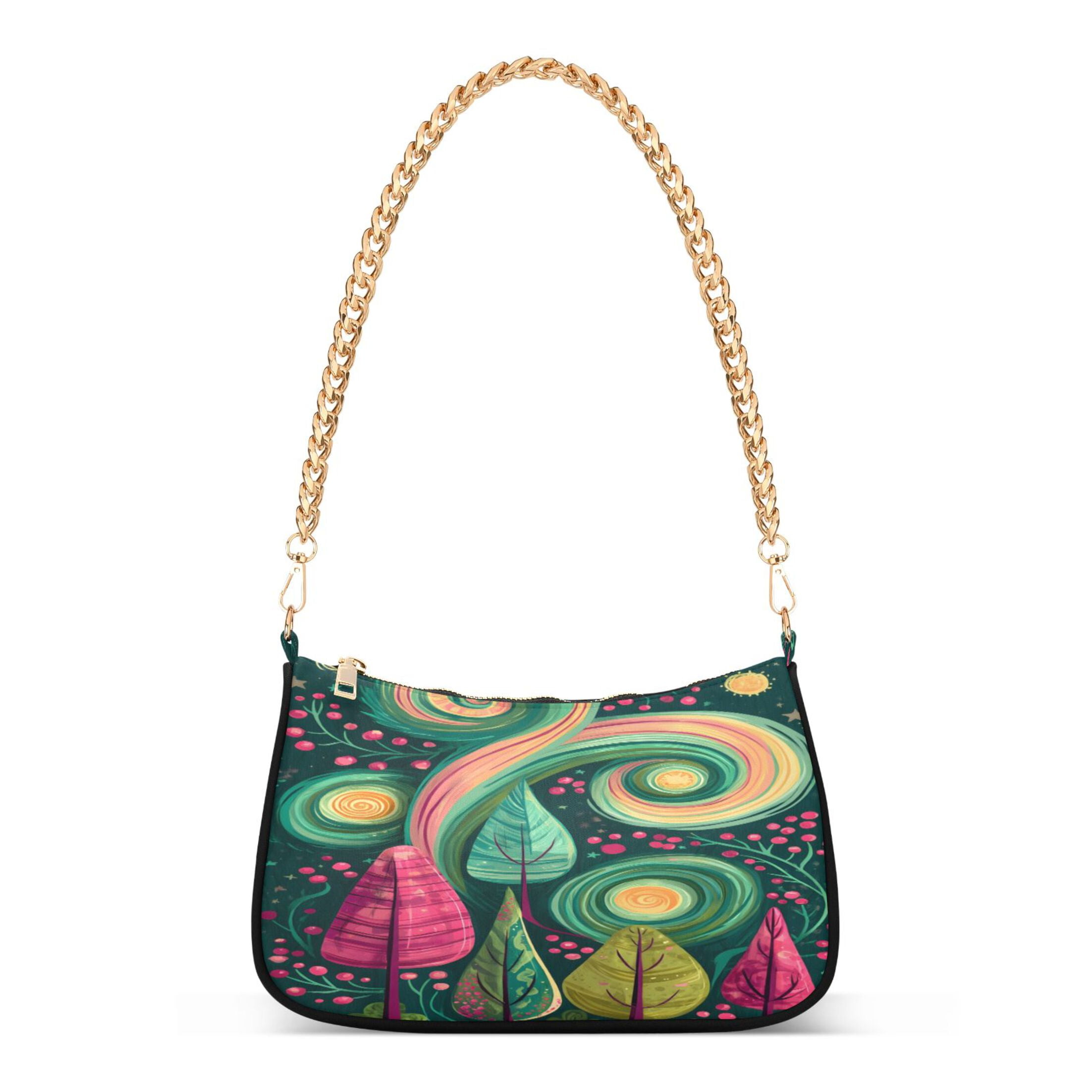 ALAZA Hand Draw Cherry Tree Women's Chain Shoulder Bag Hobo Handbag ...