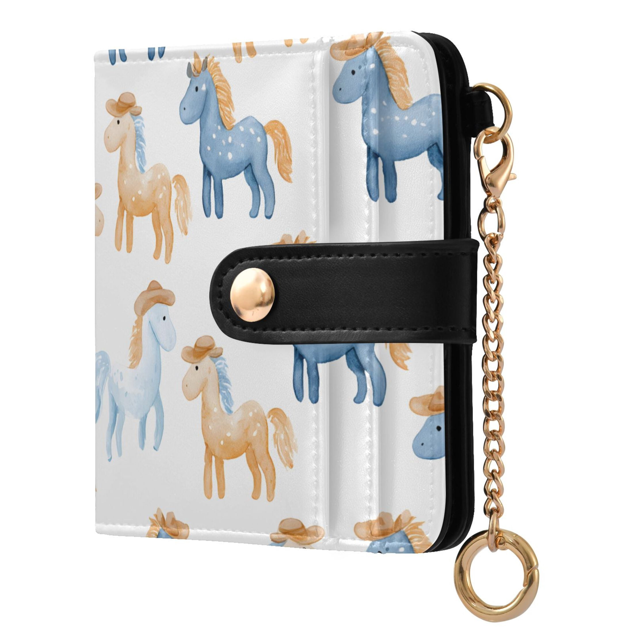 ALAZA Hand Draw Horse Pattern RFID Blocking Bifold Wallet Women Compact ...