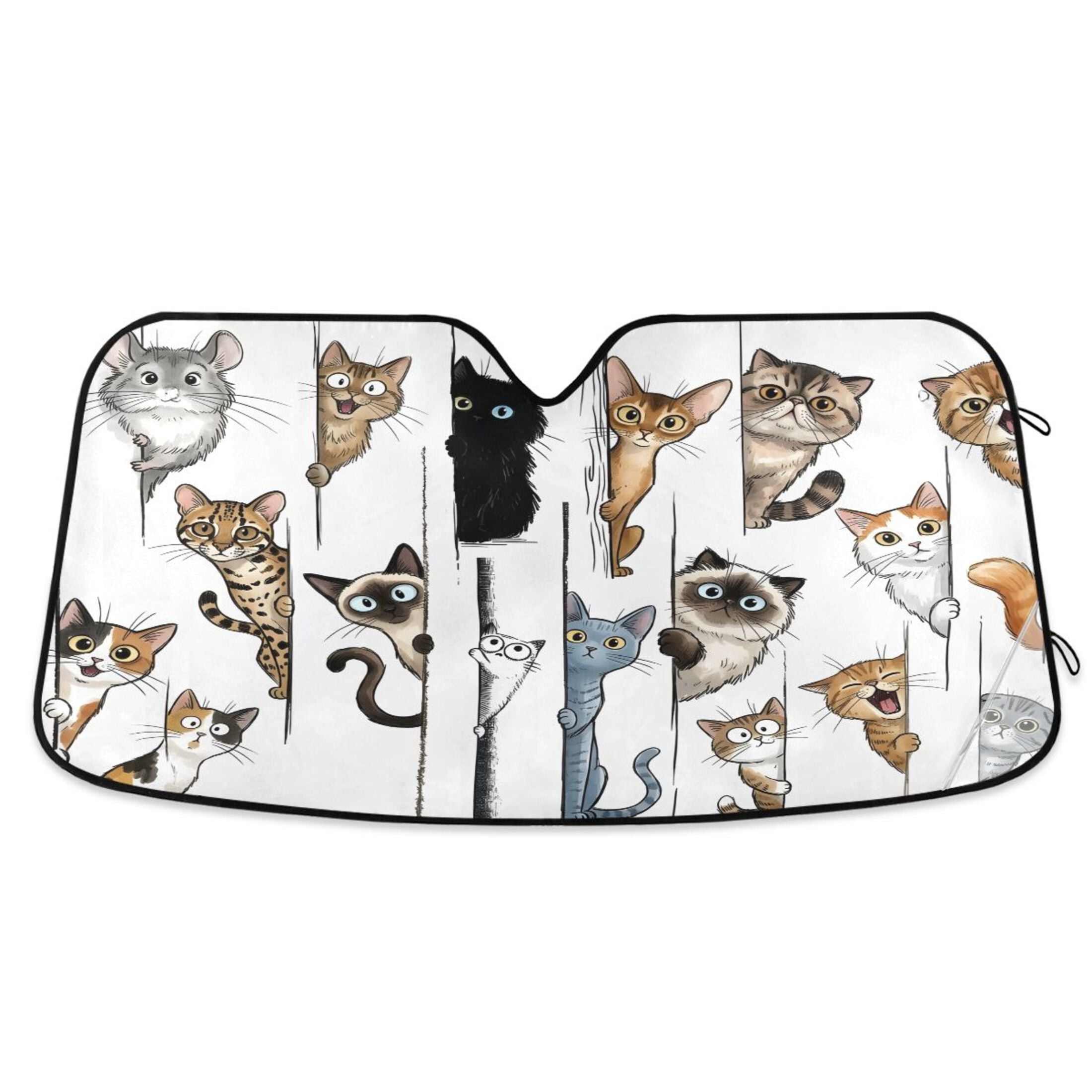 ALAZA Hand Drawn Art Cats Pattern Car Windshield Sun Shade Foldable UV ...