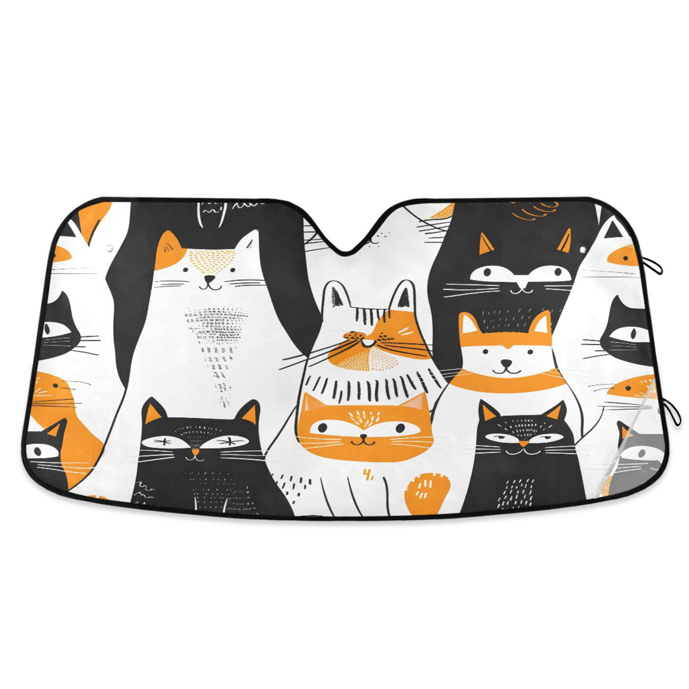 ALAZA Hand Drawn Cats Windshield Sun Shade Car Foldable Sun Visor Block ...
