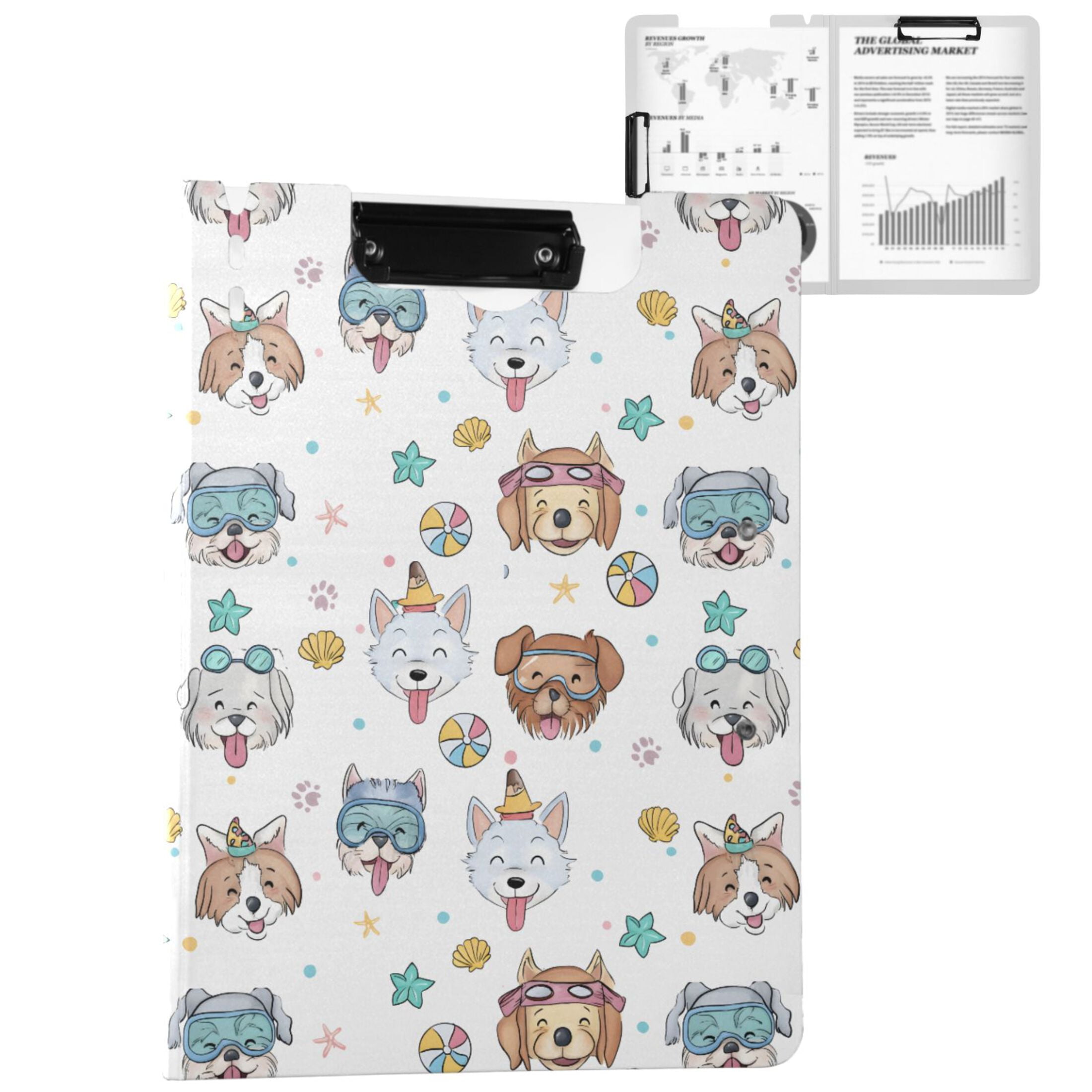 ALAZA Hand Drawn Cute Dog A4 Foldable Clipboard 360 Degree Folder ...