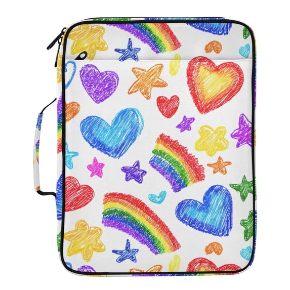 ALAZA Hand Drawn Heart Rainbow Pattern Expanding Accordion File Folder ...