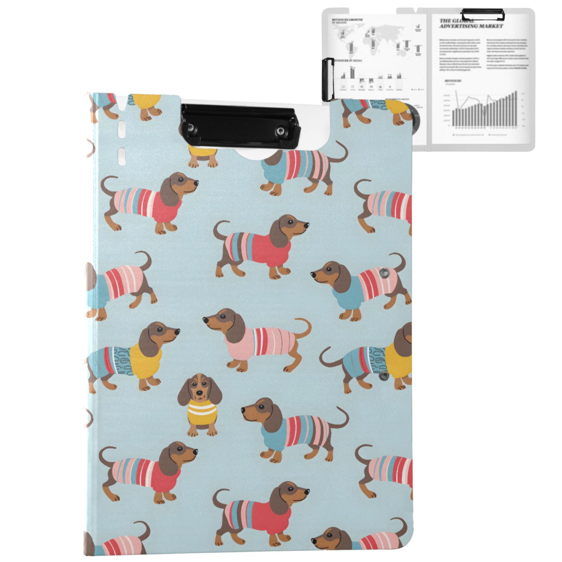 ALAZA Happy Dachshund Dogs A4 Foldable Clipboard 360 Degree Folder ...