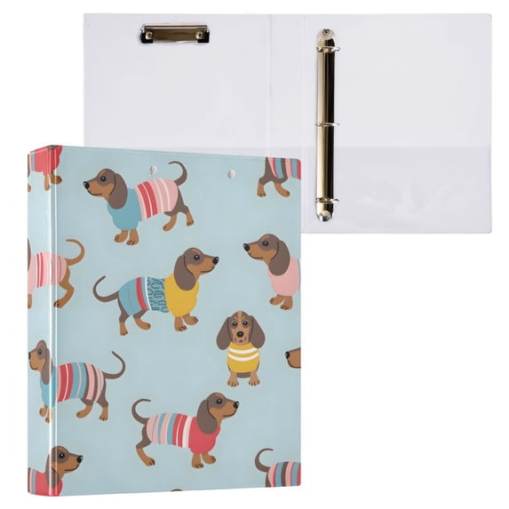 ALAZA Happy Dachshund Dogs Hardcover 3 Ring Binder 1.5" D-Rings with ...