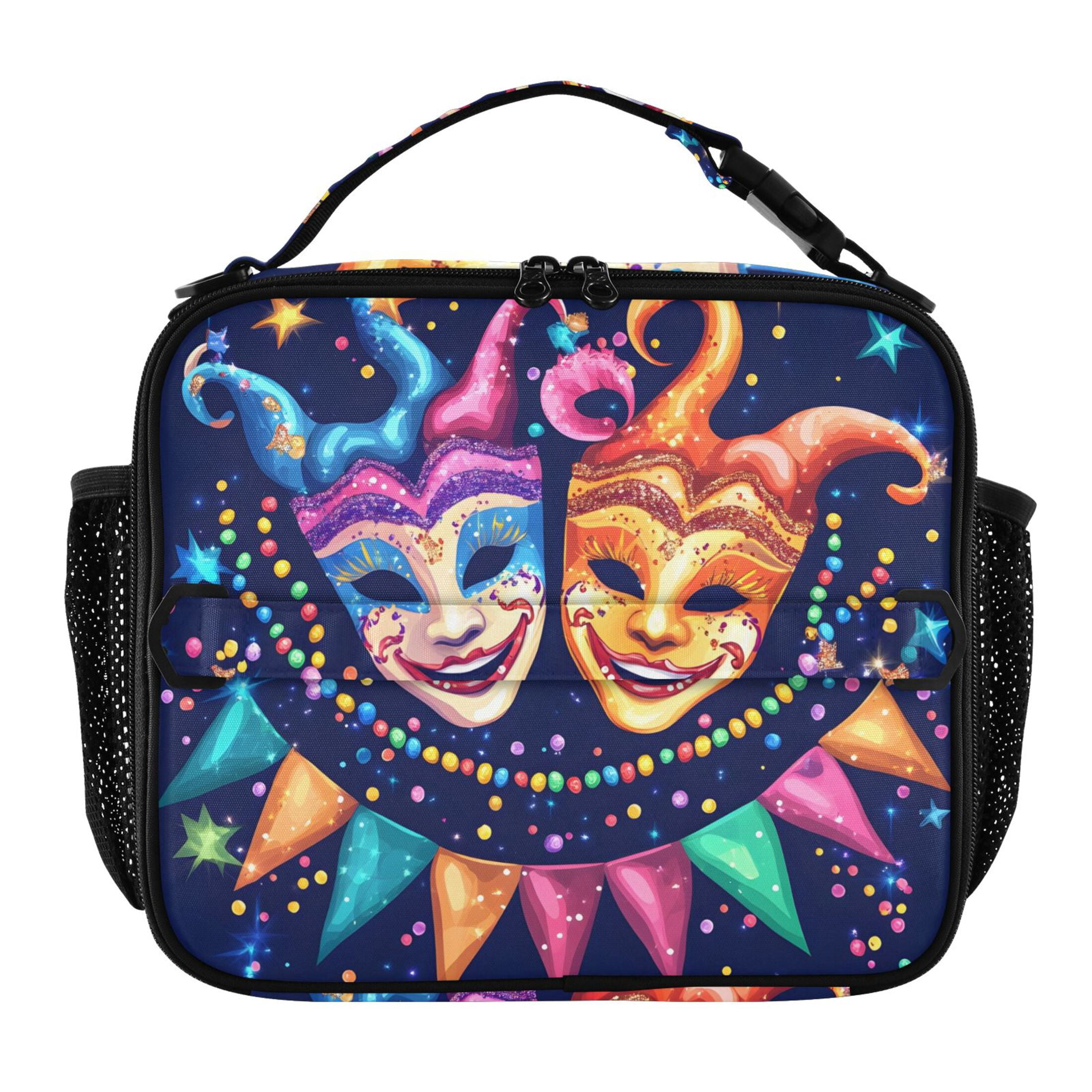 ALAZA Happy Mardi Gras Lunch Box Insulated Lunch Bag Cooler Tote with ...