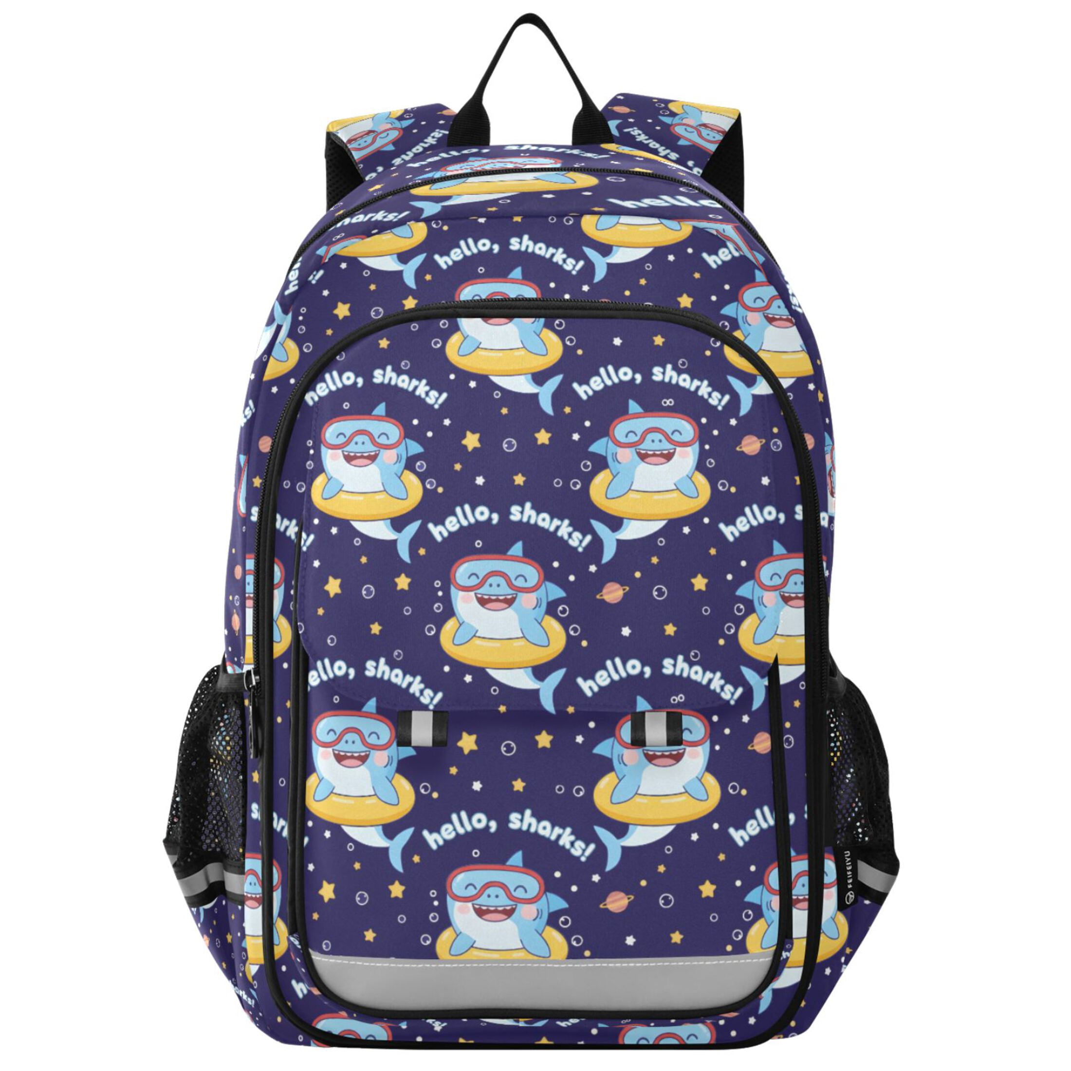 ALAZA Happy Sharks School Laptop Backpack Travel Bag Casual Student ...