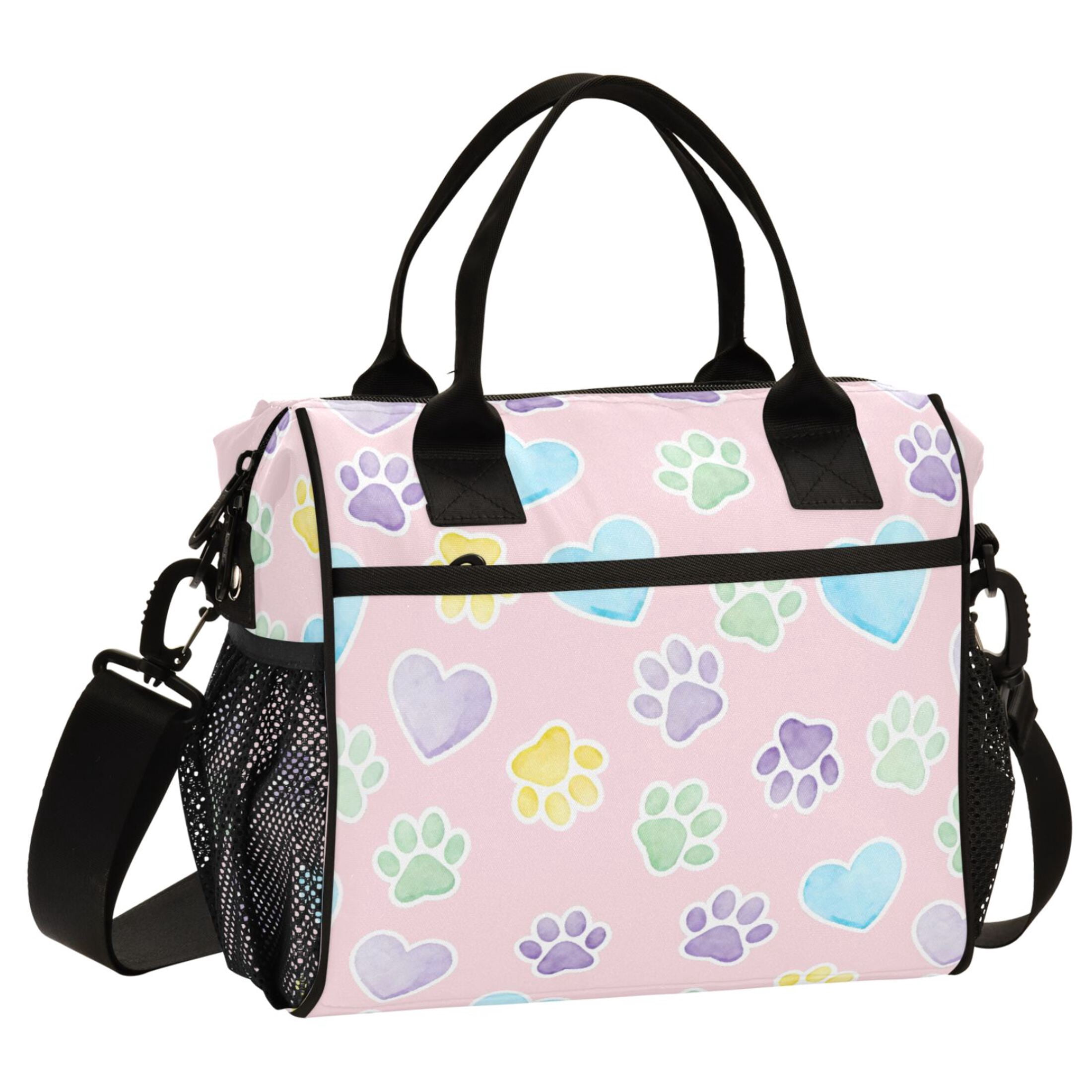 ALAZA Heart and Paw Print Cooler Lunch Bag Insulated Reusable Lunch ...