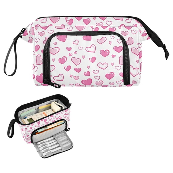 ALAZA Hearts Pattern Pencil Pouch Big Capacity Pencil Case Zipper ...