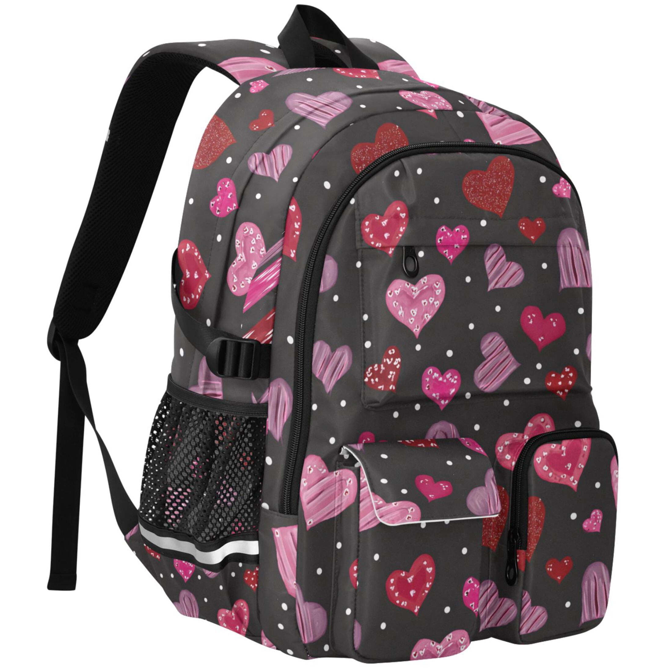 ALAZA Hearts Polka Dots Print Student Backpack School Bookbag Large ...