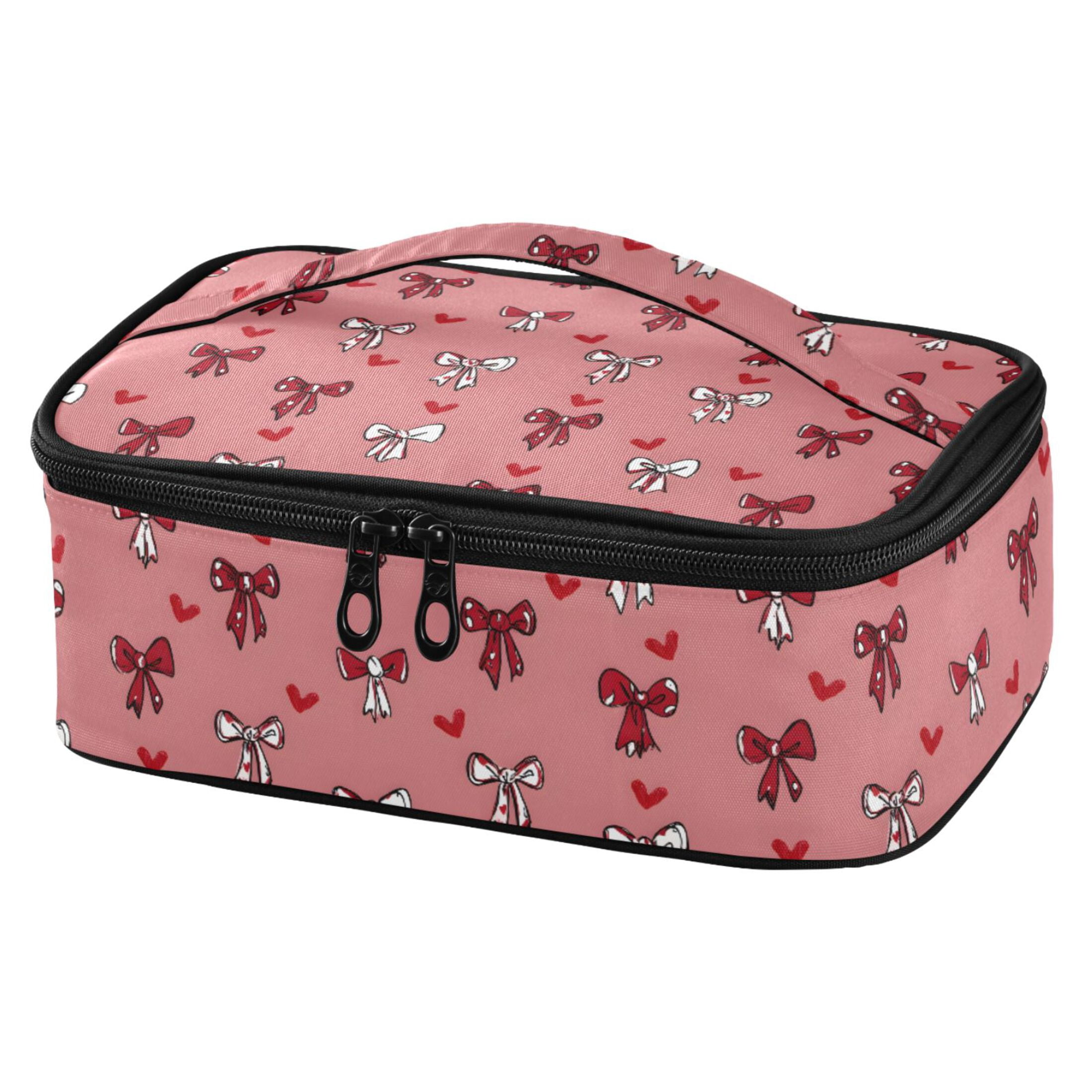 ALAZA Hearts and Bows Lunch Box Insulated Cooler Tote Bag Reusable ...