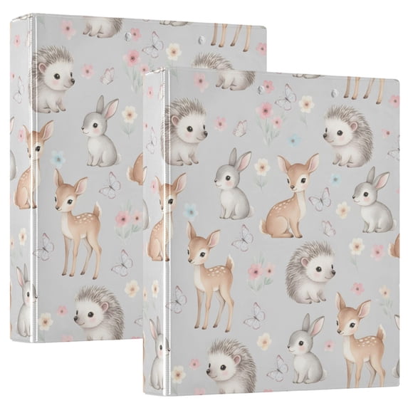 ALAZA Hedgehog Rabbit Deers Hardcover 3 Ring Binder 1.5" D-Rings with ...