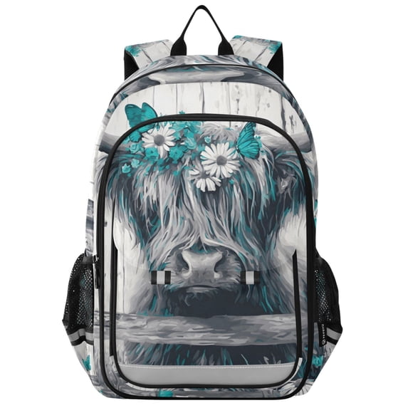 ALAZA Highland Cattle Butterflies School Laptop Backpack Travel Bag ...