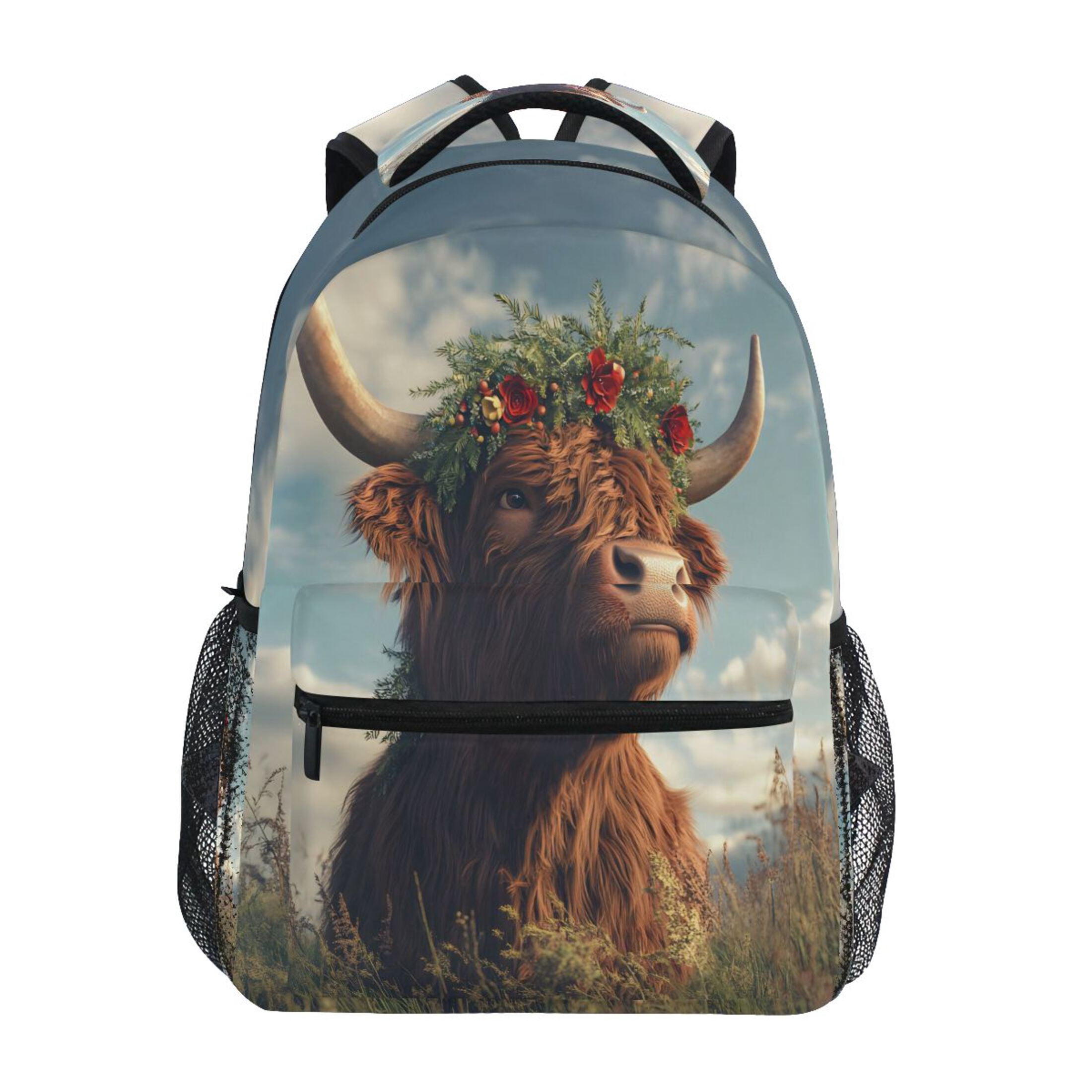 ALAZA Highland Cattle Field Pattern School Backpack Elementary Stylish ...